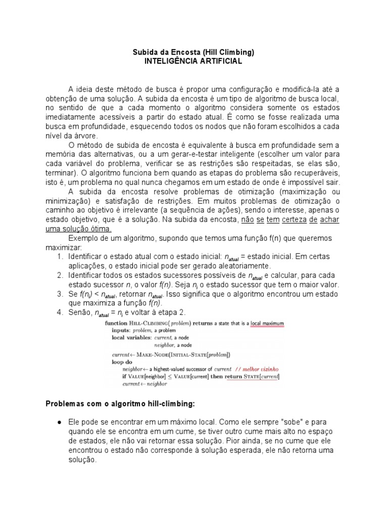Subida Da Encosta - Hill Climbing | PDF | Algoritmos | Otimização ...