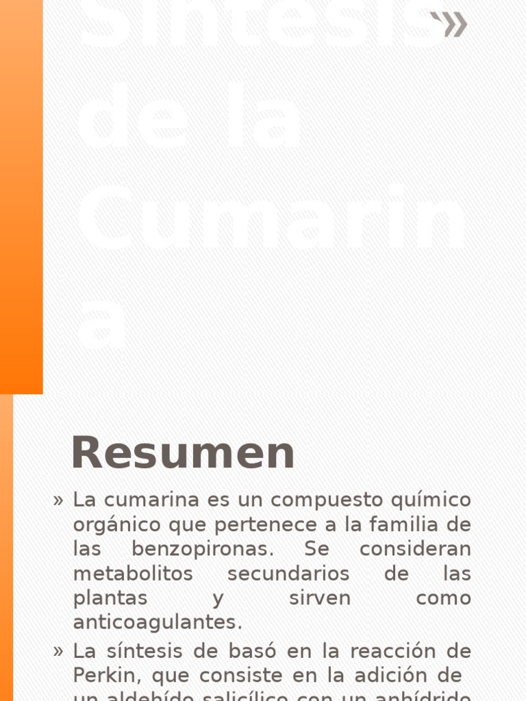 Síntesis de La Cumarina | PDF