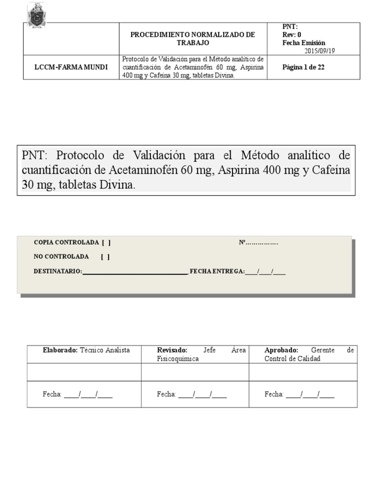 PROTOCOLO DE VALIDACION-Tabletas Divina | PDF | Valoración | Química