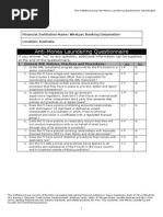 Wolfsberg Questionnaire 2018 | PDF | Money Laundering | Financial Services