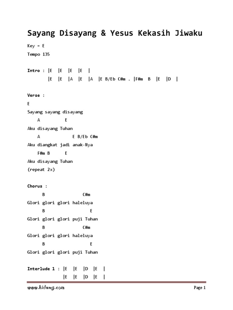 Sayang Disayang Yesus Kekasih Jiwaku | PDF