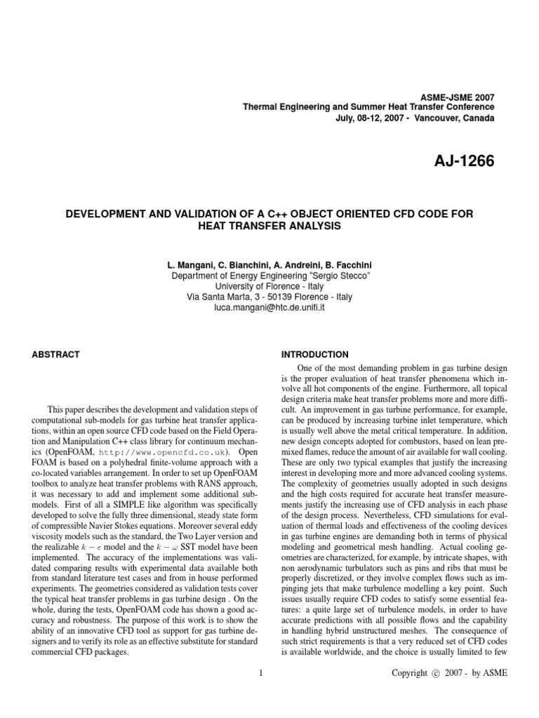 Development and Validation of A C++ Object Oriented CFD Code For Heat Transfer Analysis | PDF ...