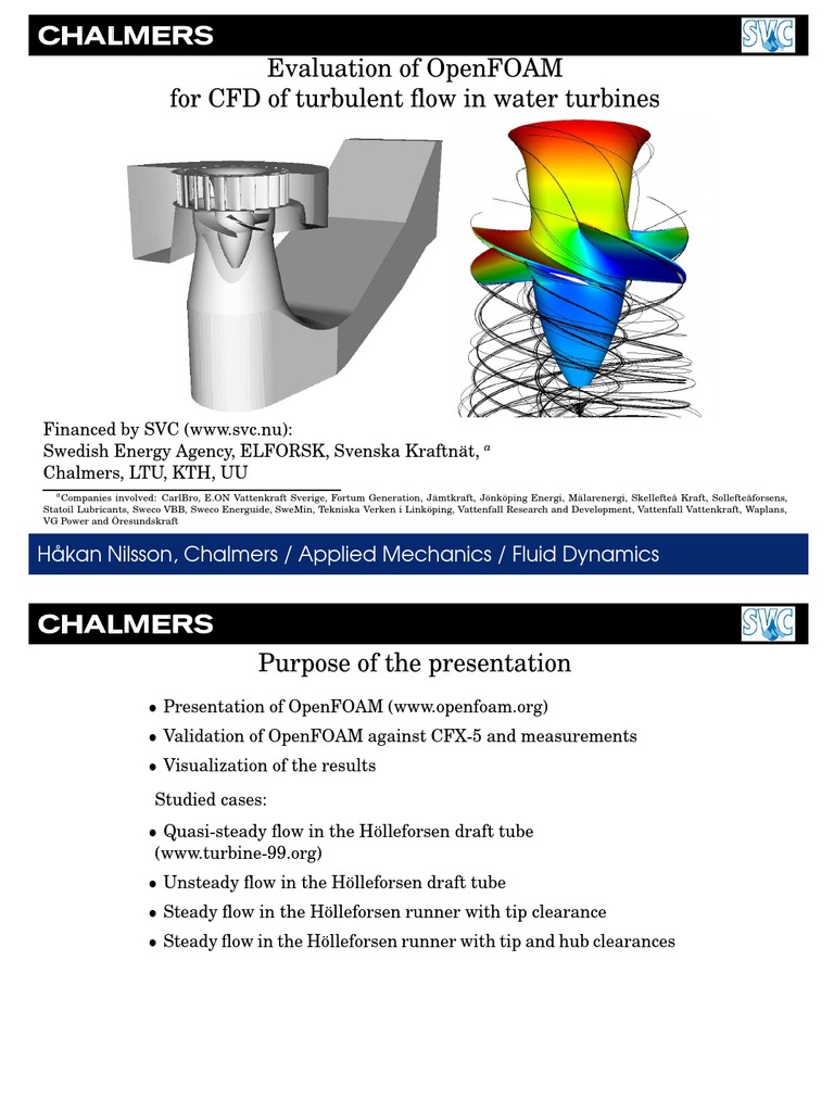 Evaluation of OpenFOAM For CFD of Turbulent Flow in Water Turbines ...