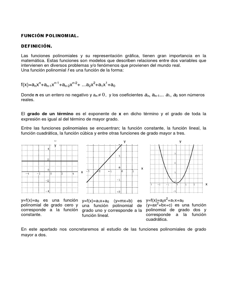Funciones Polinomiales: Definición y Ejemplos | PDF