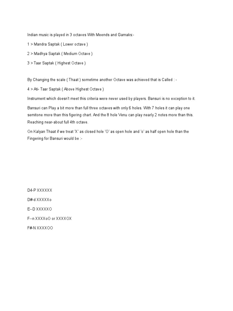 Bansuri Notes & Karnatic Ragas | PDF | Musical Scales | Classical And ...