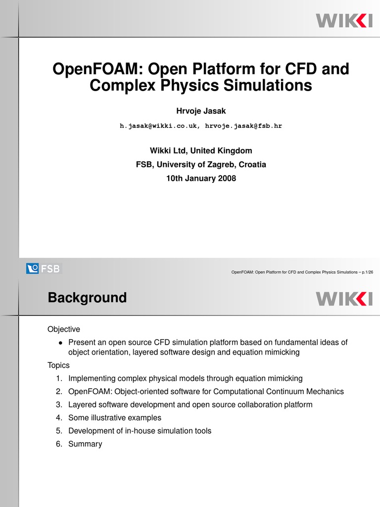 Openfoam Open Platform For Cfd And Complex Physics Simulation Pdf
