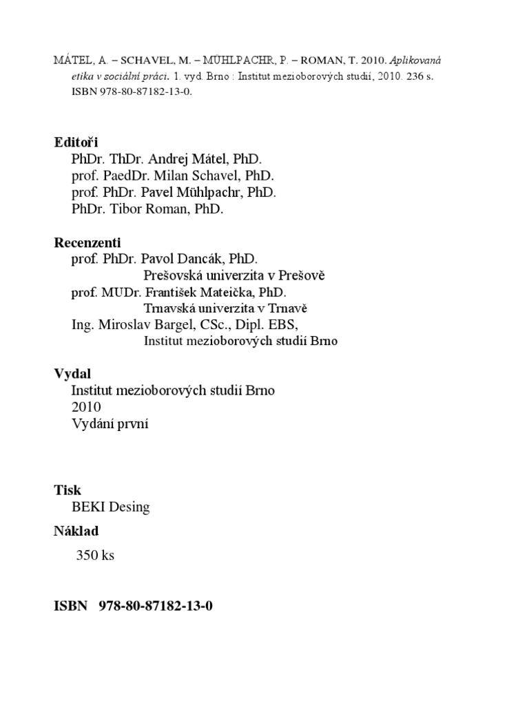Systematický Postup Řešení Etických Dilemat V Sociální Práci ...