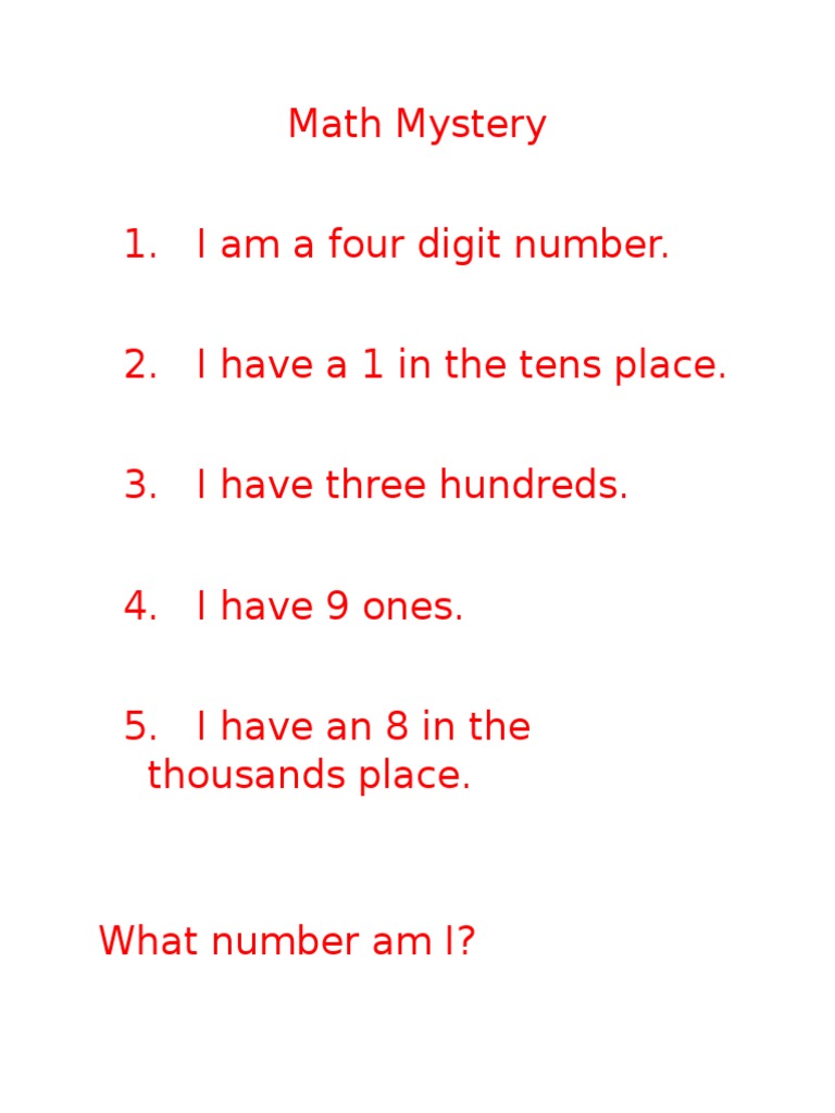 Four-Digit Place Value Riddle | PDF | Mystery, Thriller & Crime Fiction