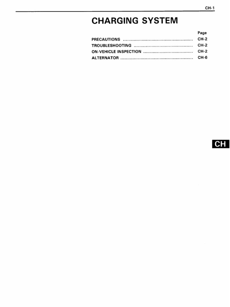 Charging System: Precautions CH-2 Troubleshooting CH-2 On-Vehicle ...