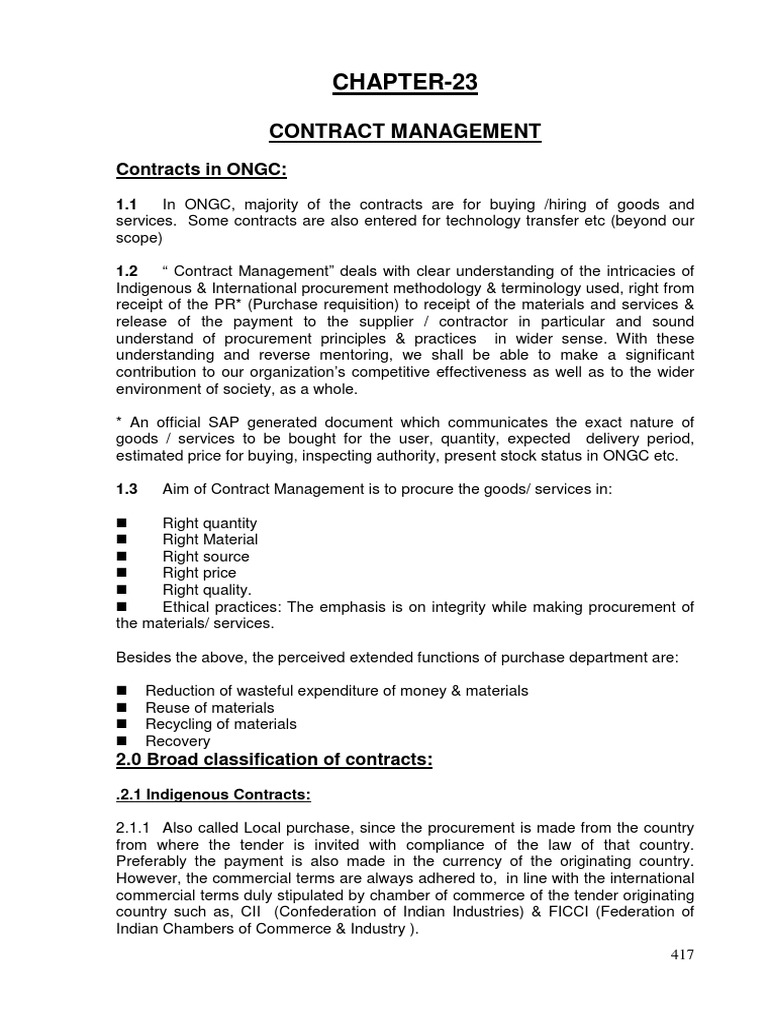 CHAPTER-23 Contract Management PDF | PDF | Procurement | Banks
