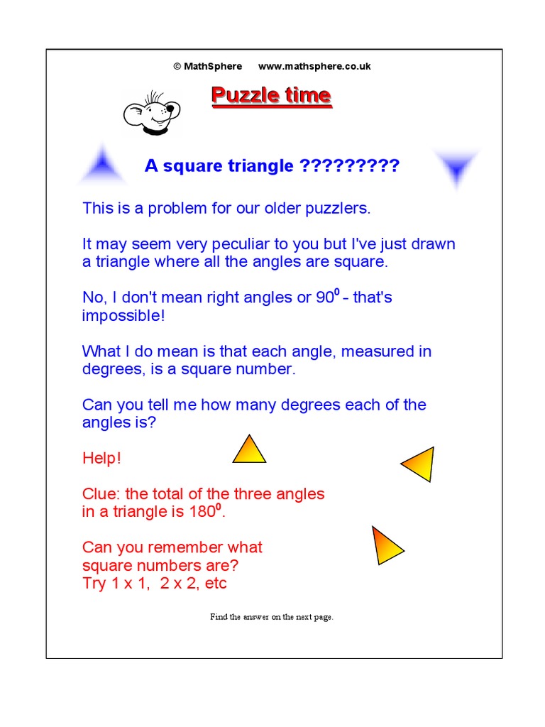 Maths Puzzle 05 Square Triangle Aa | PDF