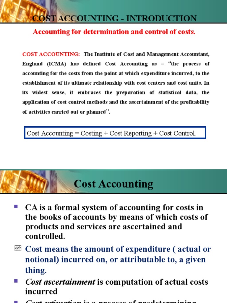 Introduction To Cost Accounting - Module 1 | PDF | Cost Of Goods Sold ...