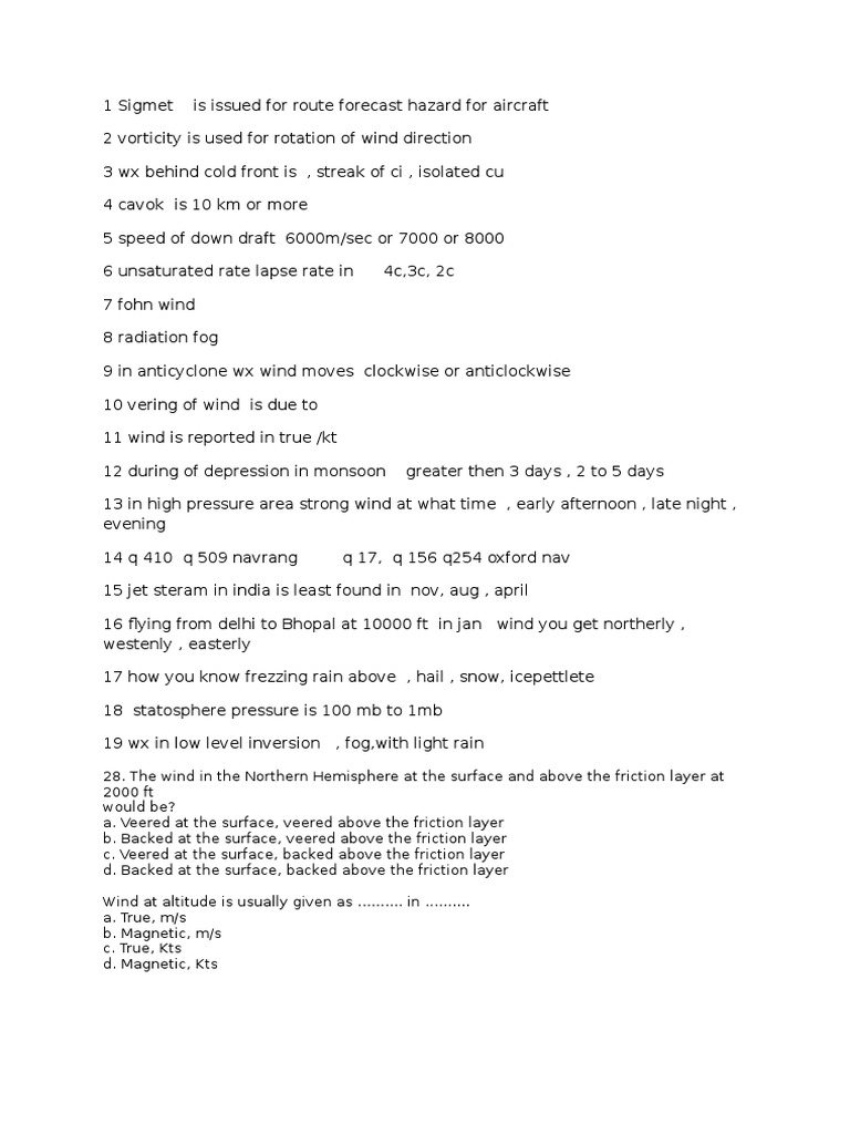Met Atpl Q | PDF | Jet Stream | Wound