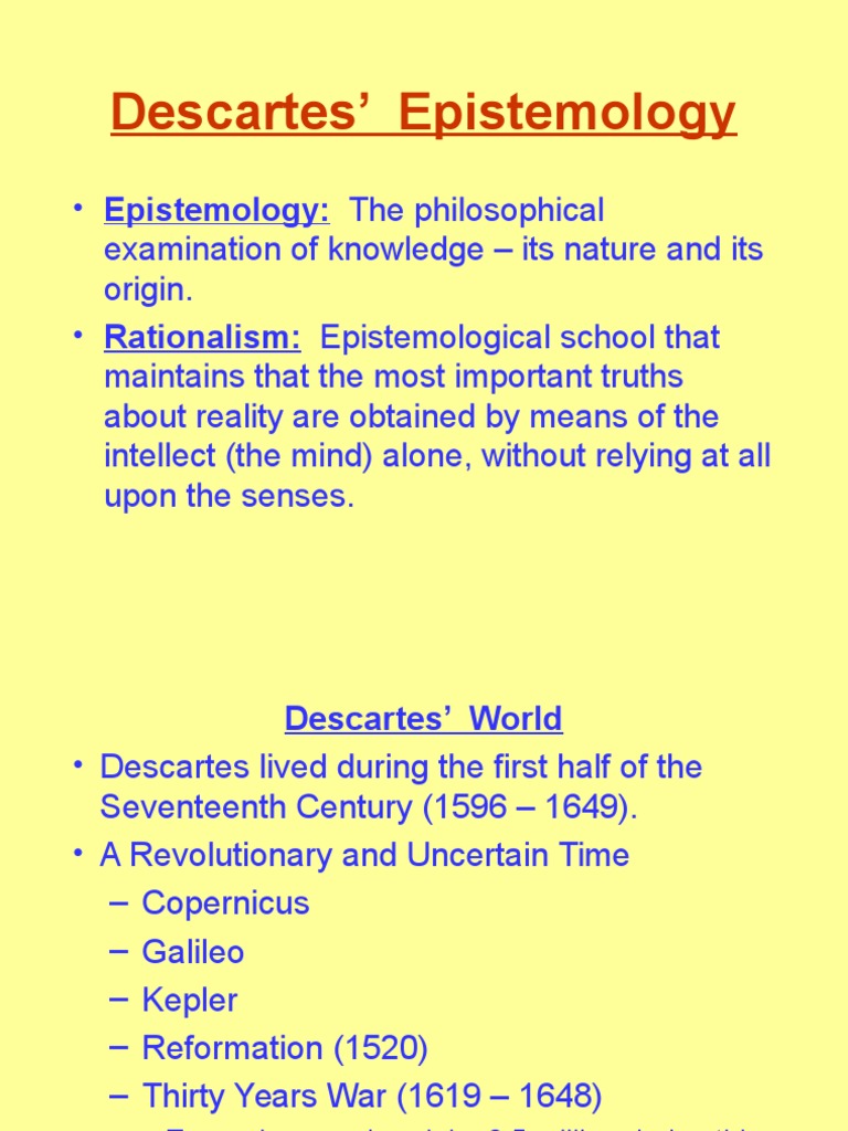 Descartes' Epistemology | René Descartes | Philosophical Theories