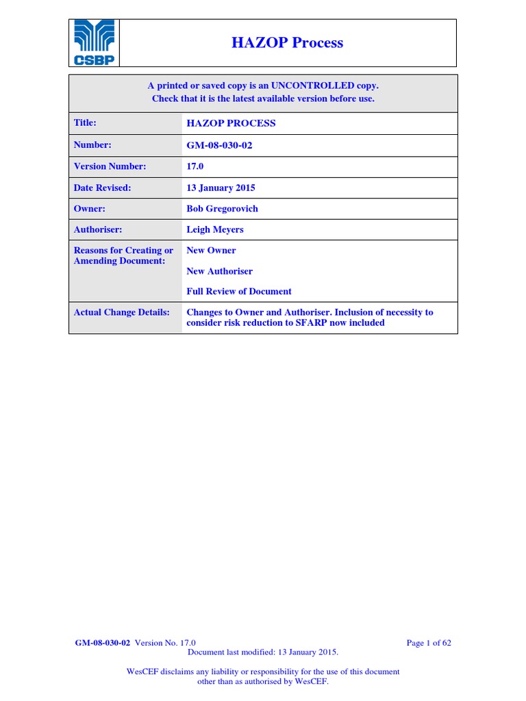 HAZOP Process Guide | PDF | Risk Assessment | Risk
