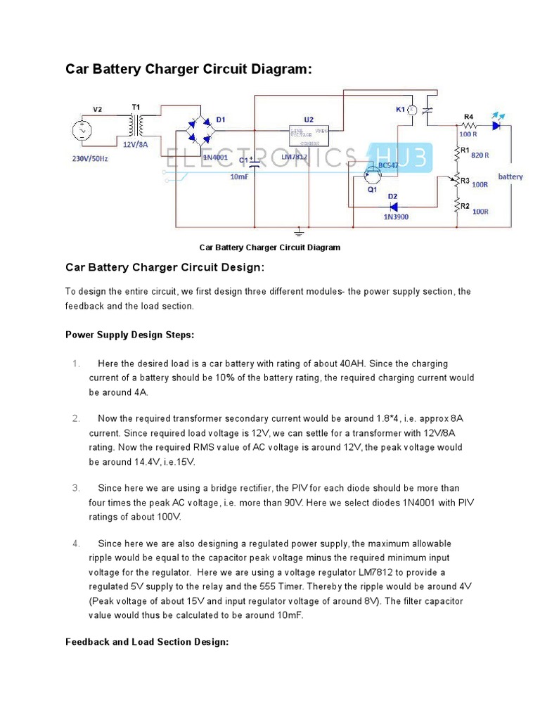 Car Battery Charger Circuit Diagram | PDF | Rectifier | Battery Charger