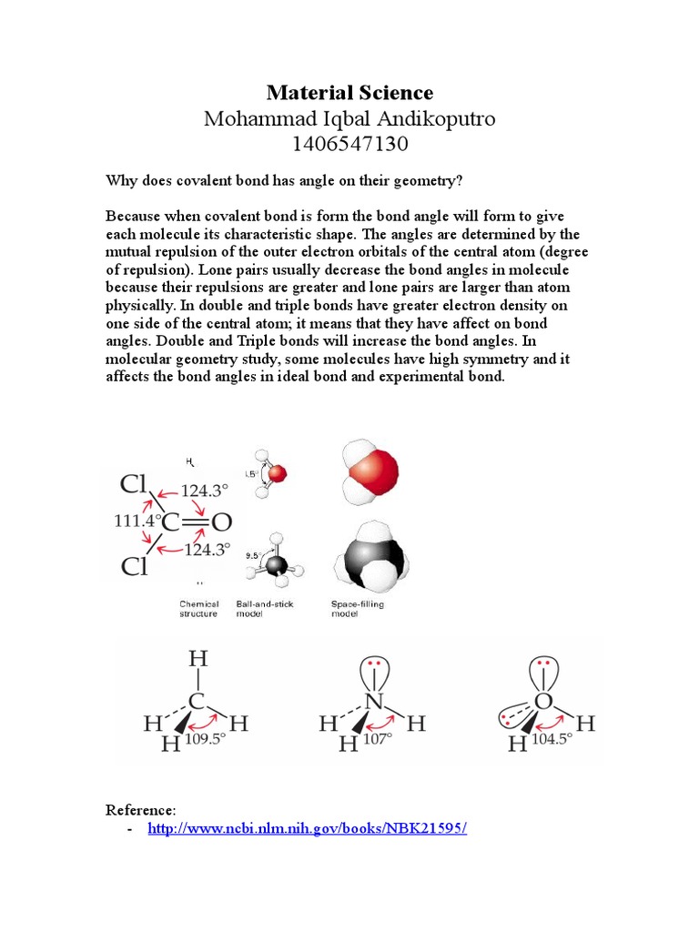 Understanding Covalent Bond Angles | PDF | Teaching Methods & Materials ...