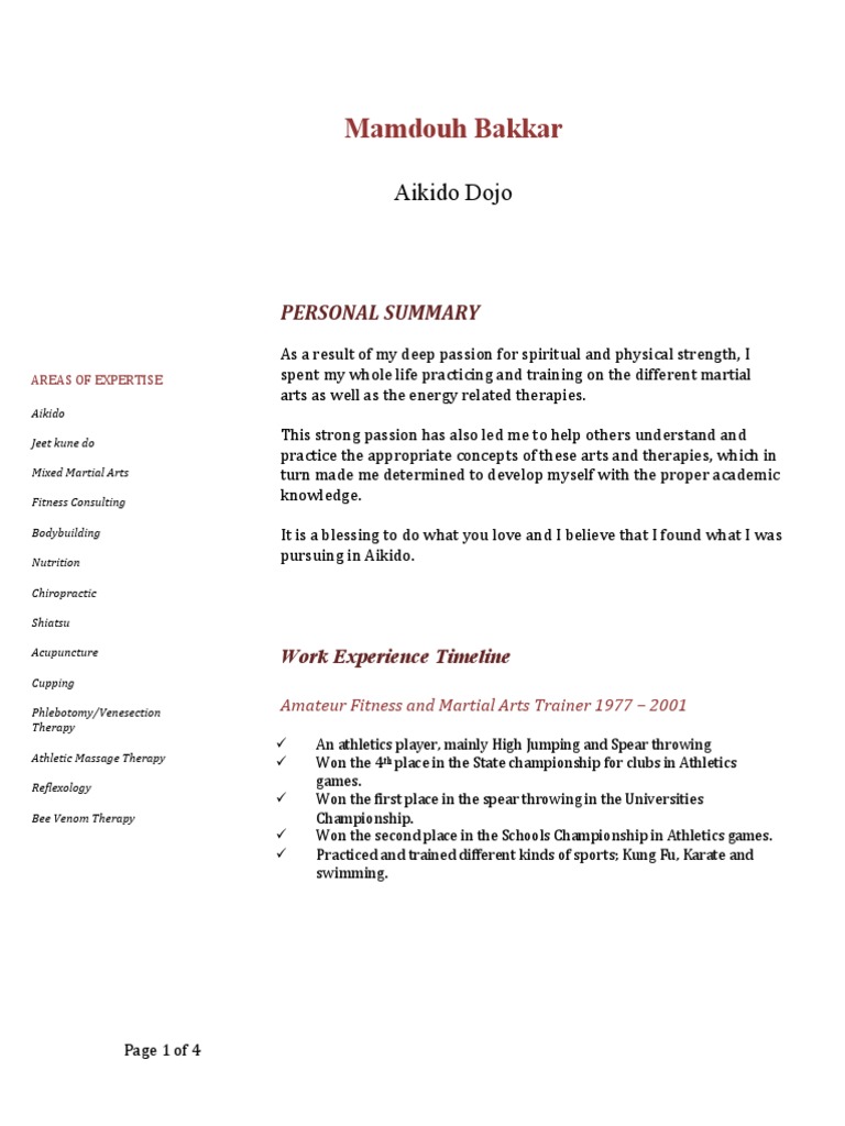 Mamdouh Bakkar CV | PDF | Japanese Martial Arts | Medicine