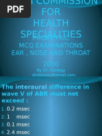 Top 100 ENT MCQs with Answers | PDF | Ear | Auditory System