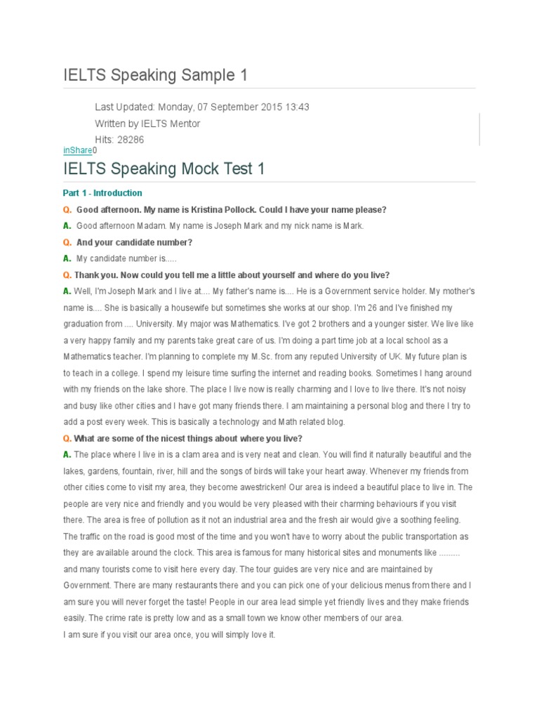 IELTS Speaking Sample 1 | Restaurants | Tourism