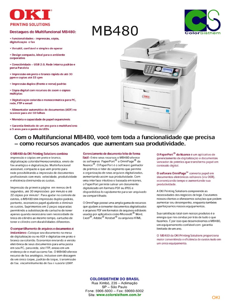 Catálogo OKI MB480 | PDF | PCs (computadores) | E-mail