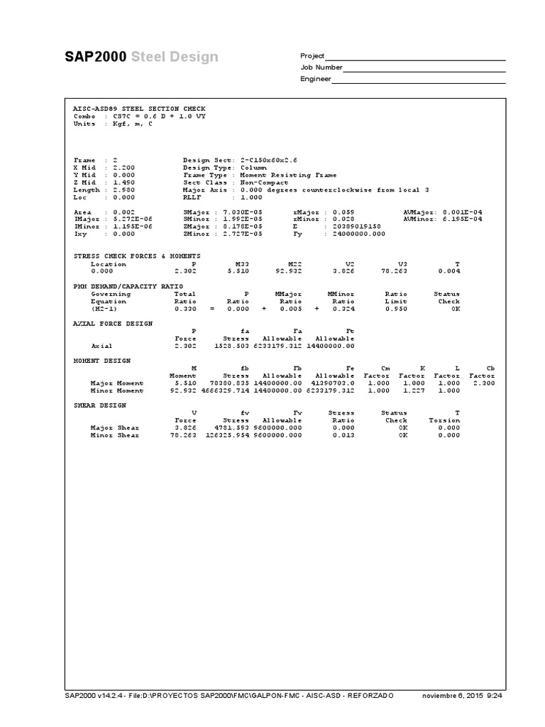 SAP2000 Steel Design Analysis Report | PDF | Technology & Engineering