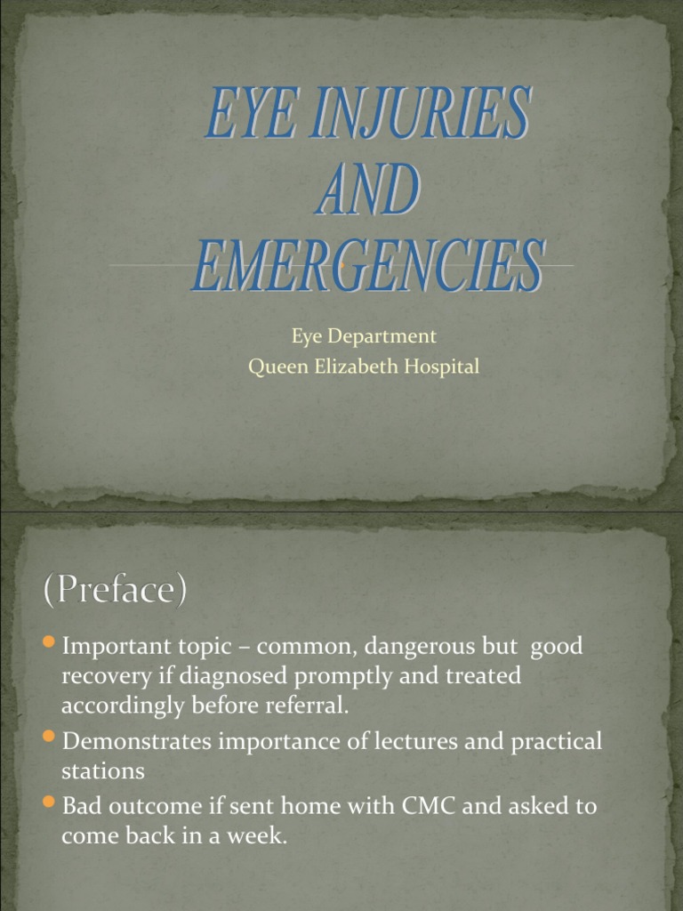 Ocular Injuries and Emergencies | PDF | Ophthalmology | Epidemiology
