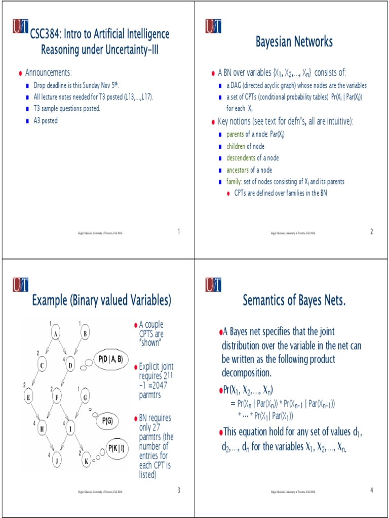 Bayesian Networks: CSC384: Intro To Artificial Intelligence Reasoning ...