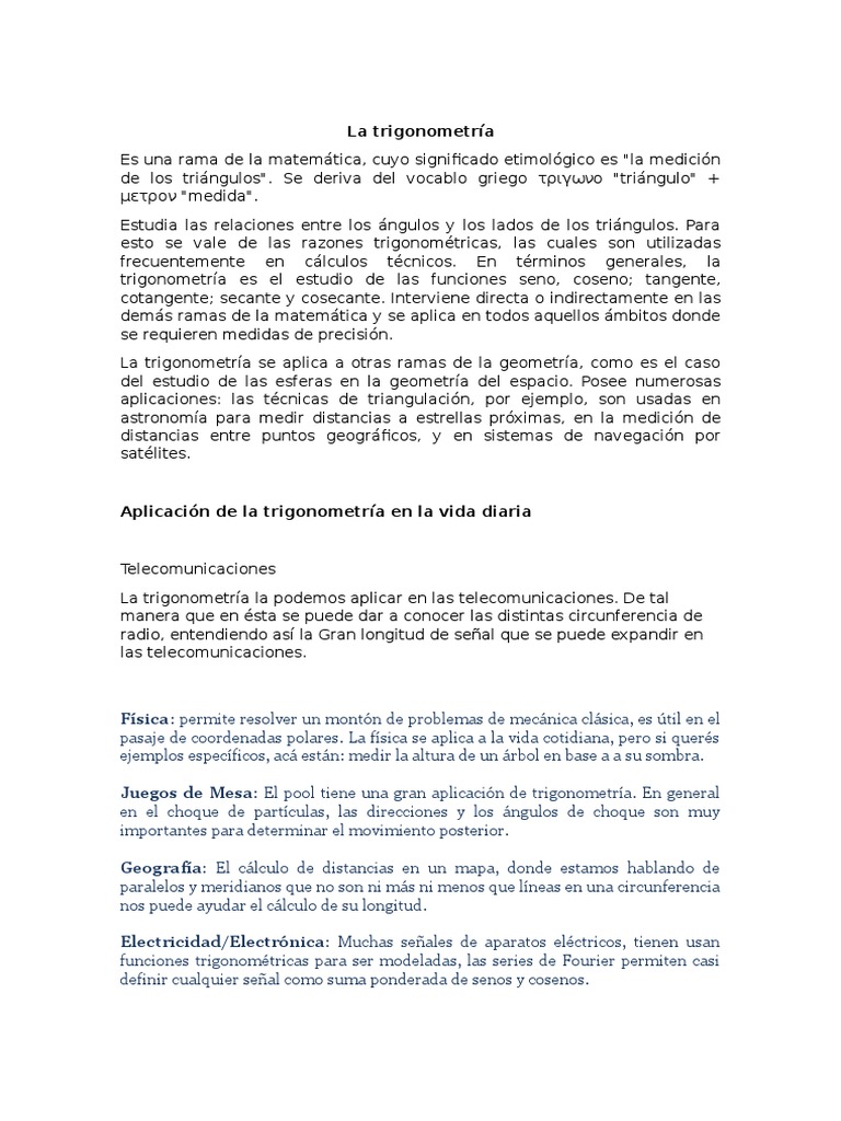 Aplicación de La Trigonometría en La Vida Diaria | PDF | Trigonometría | Geometría