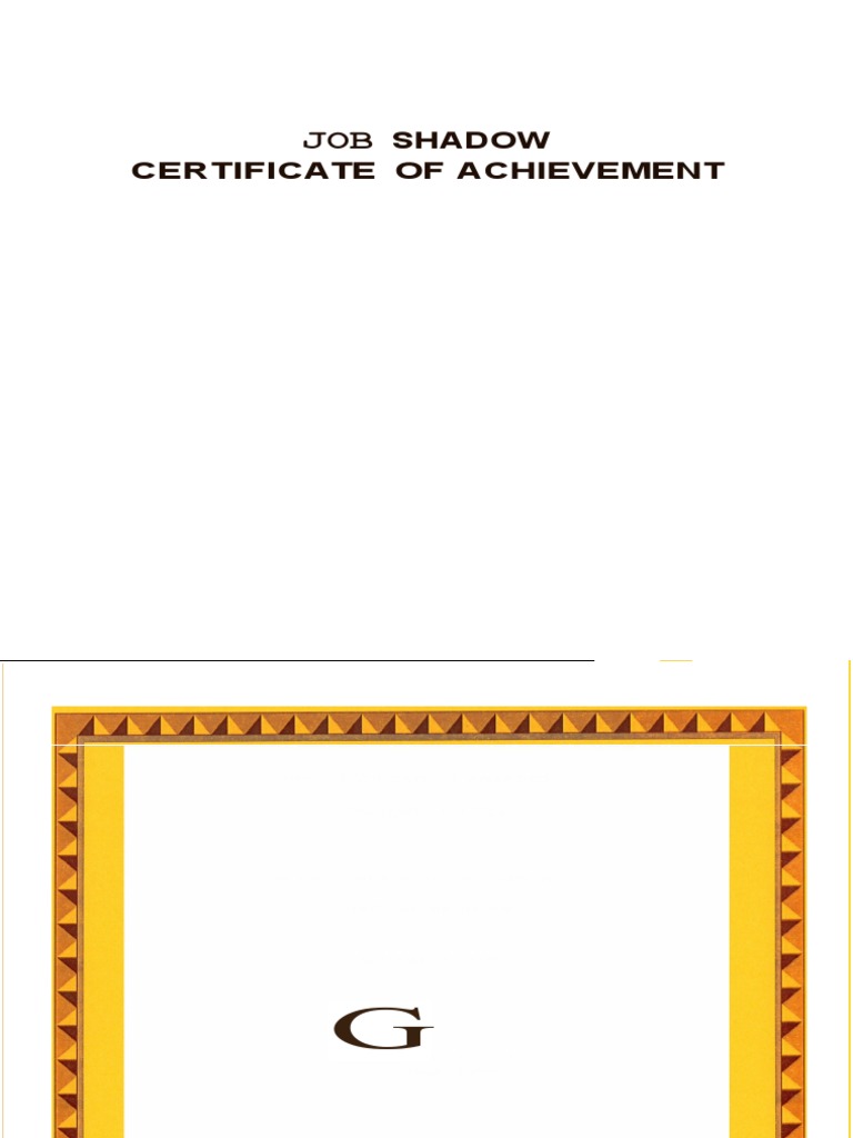 Job Shadow Certificate | PDF