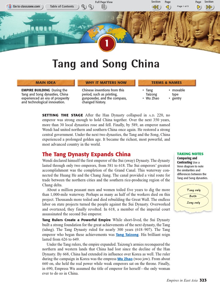 CH 12 Sec 1 - Tang and Song China PDF | PDF | Tang Dynasty | Emperor Of ...