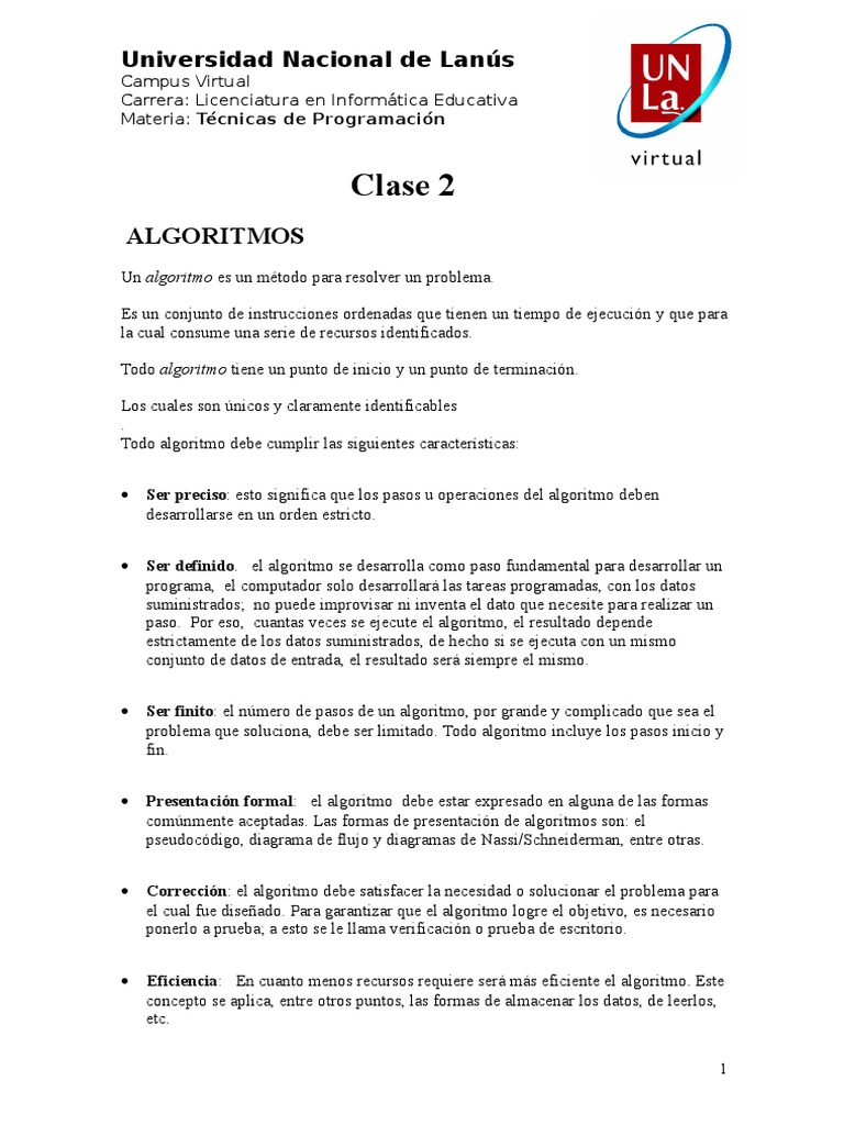 Clase 2 de Tecnicas - ALGORITMOS | PDF | Algoritmos | Programación de computadoras