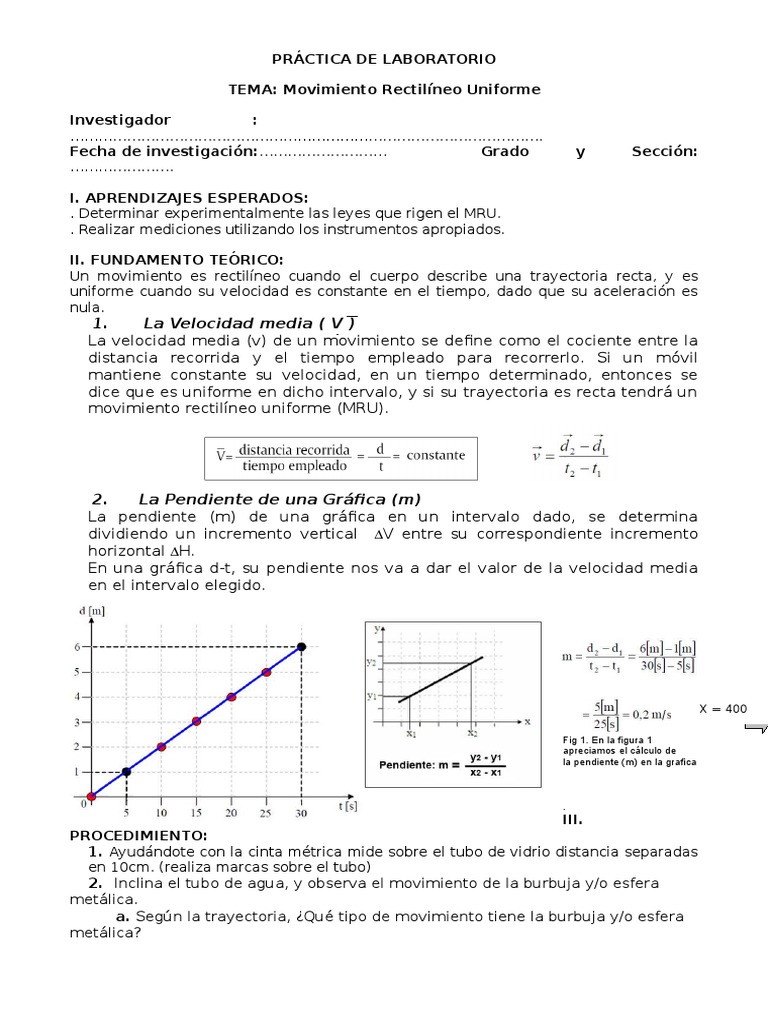 Práctica de Laboratorio Mru | PDF | Movimiento (física) | Velocidad