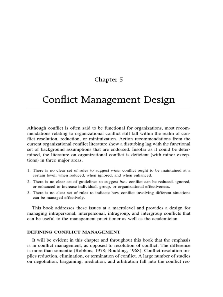 Conflict Management Design | PDF | Conflict (Process) | Leadership