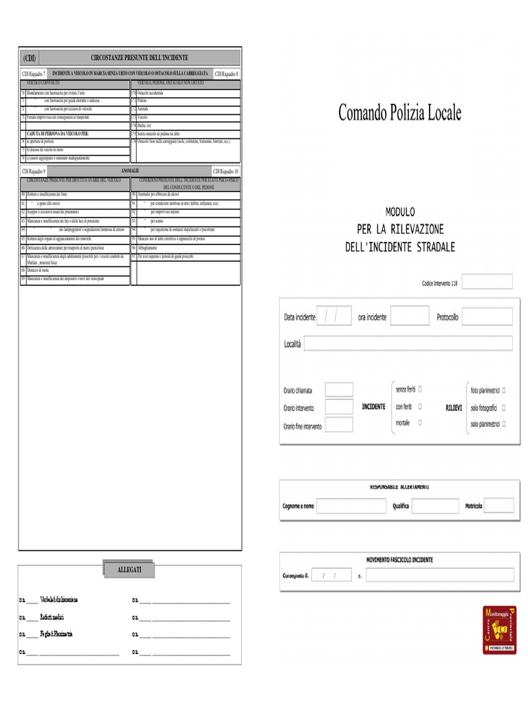 Modulo Per Rapporto D Incidente Stradale A3 | PDF