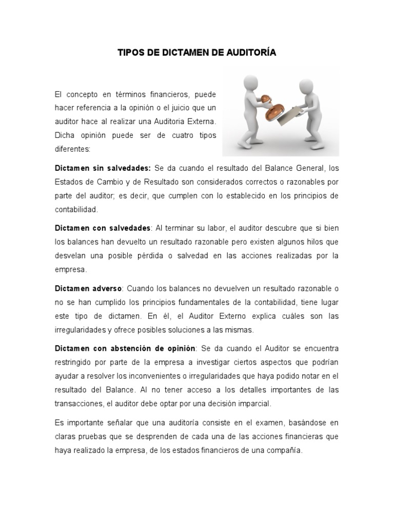 Los cuatro tipos de dictámenes de auditoría y su importancia en la ...