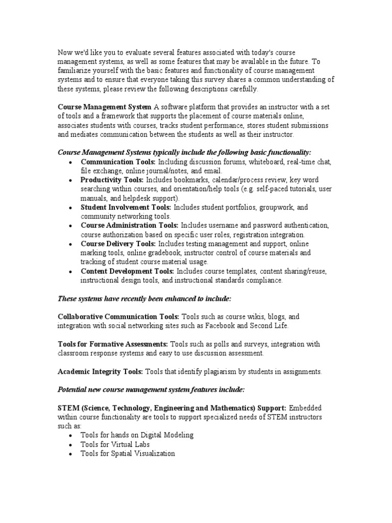 Course Management Systems Typically Include The Following Basic ...