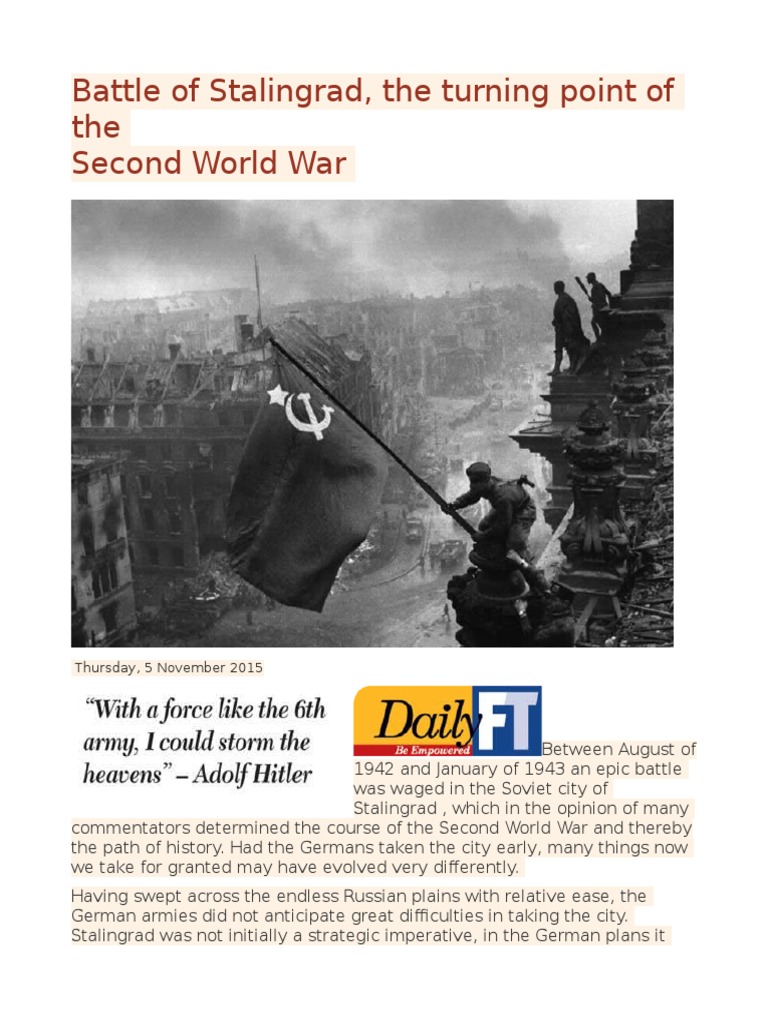 Battle of Stalingrad the Turning Point of the | Battle Of Stalingrad ...