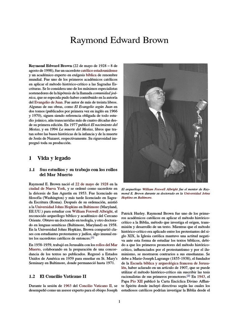 Raymond E. Brown: Pionero en Exégesis Bíblica | PDF | Biblia | Personas