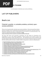 Beall's List of Predatory Journals | PDF | Academic Journal | Inquiry