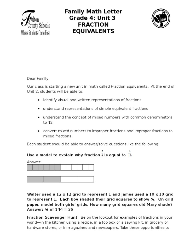 4 1 Unit 3 Family Letter | PDF