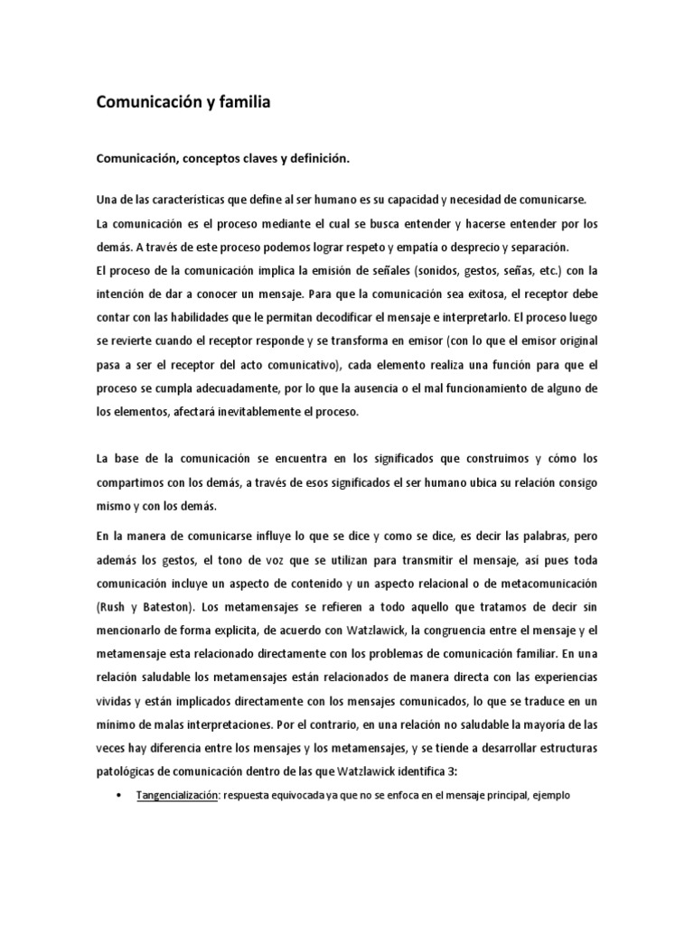 Ensayo Comunicación y Familia | Comunicación | Comportamiento