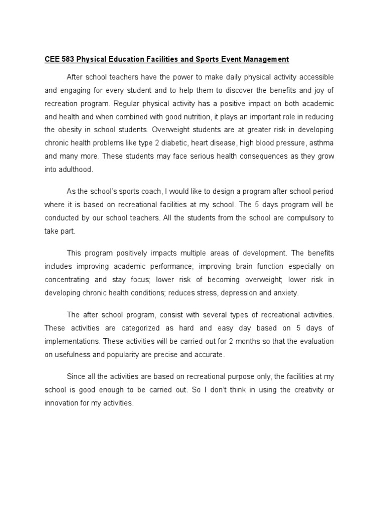 After-School Sports Program Plan | PDF