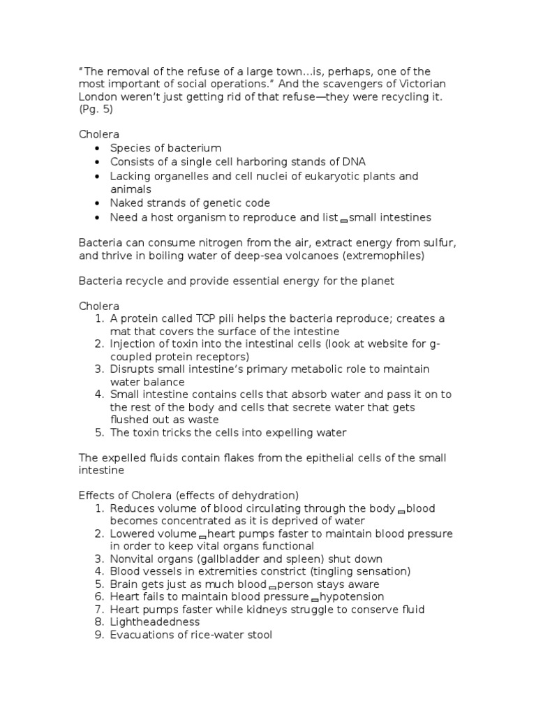 The Ghost Map Notes | PDF | Bacteria | Cholera