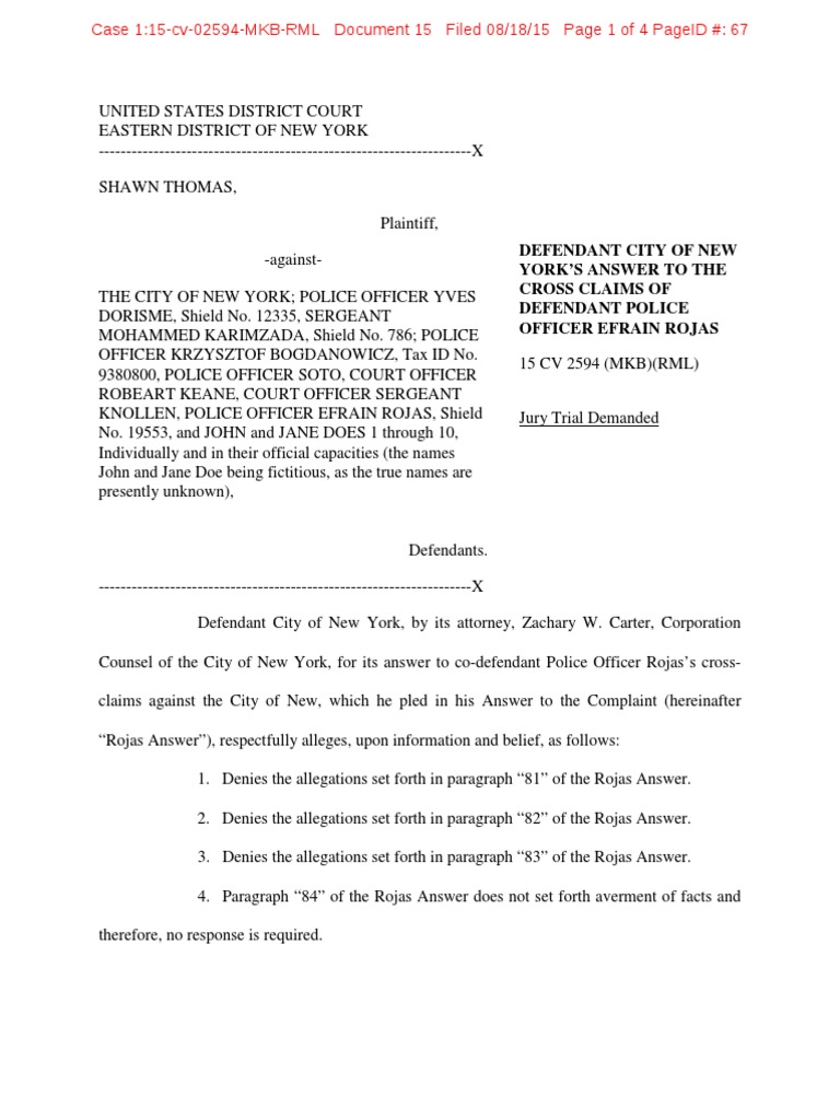 Shawn Thomas Response To Cross Claim | Download Free PDF | Affirmative ...