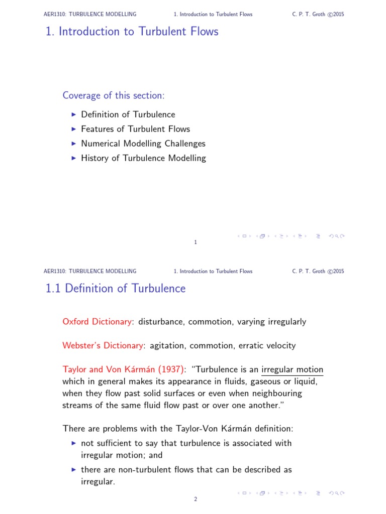 1 Intro Turbulent Flows | PDF | Turbulence | Fluid Dynamics