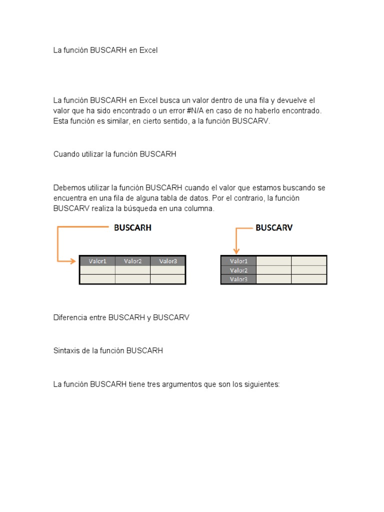 La Función BUSCARH en Excel | PDF | Microsoft Excel | Argumento
