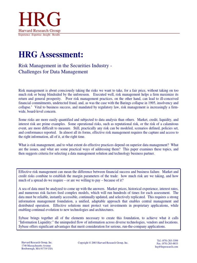 HRG Risk Management | PDF | Value At Risk | Risk
