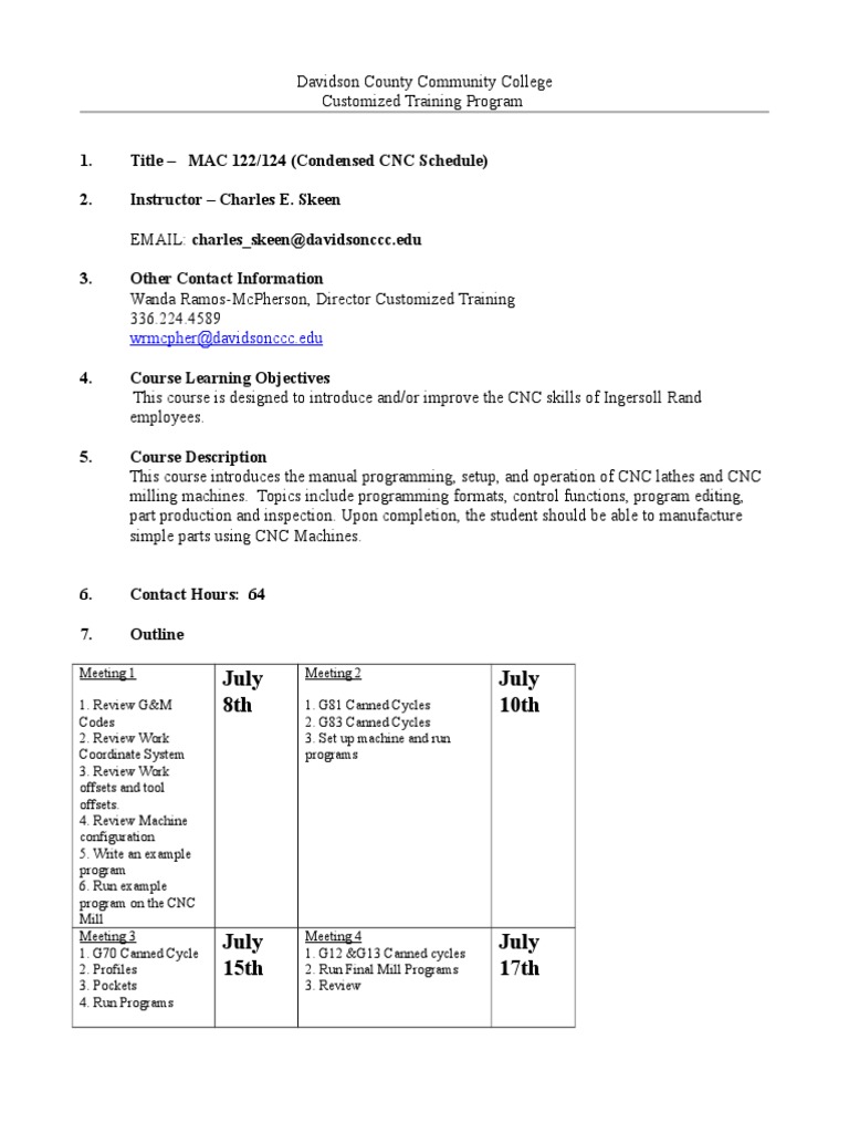 CNC Milling&Turning CT Outline | PDF | Numerical Control | Test ...