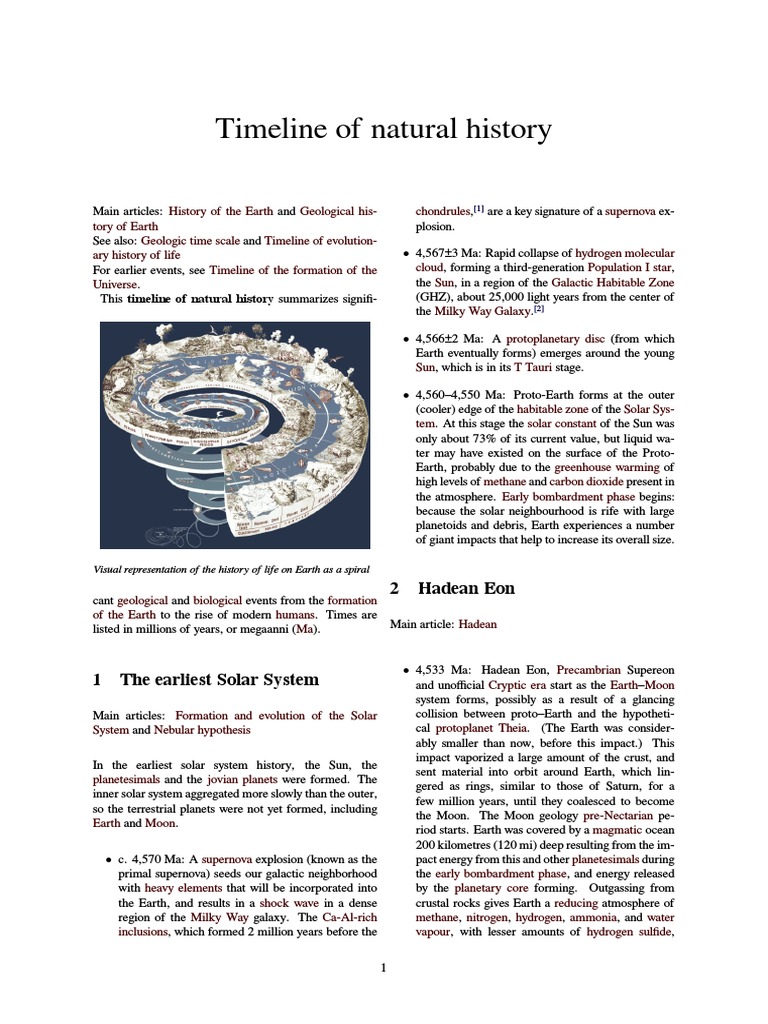Timeline of Natural History | PDF | Formation And Evolution Of The ...